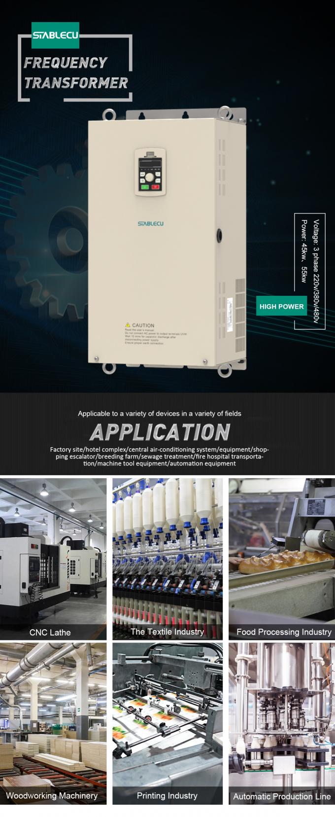 380Volt 415V 440V VFD Konverter Frekuensi 55KW 3 Fase Untuk Motor AC